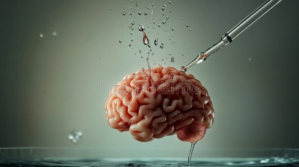 Brain Being Watered with a Dropper Stock Image - Image of ...