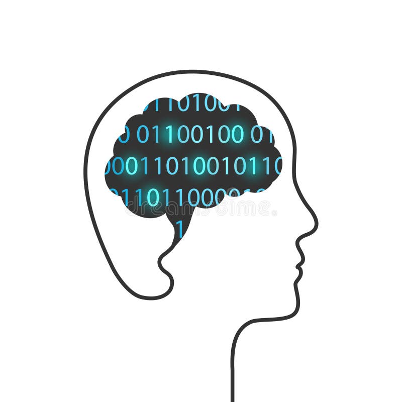 Brain and Binary Code As Artificial Intelligence Concept Stock Vector ...