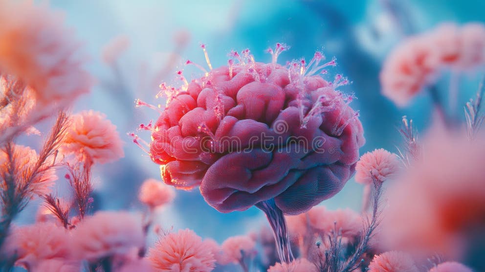 Brain Bloom, Blooming with Ideas. a Vibrant and Surreal Concept of Mind Growth and Potential ...
