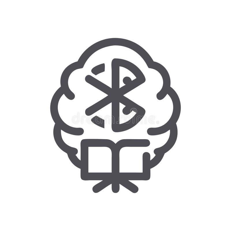 Brain with Book and Bluetooth Symbol on White Backround Stock Photo ...