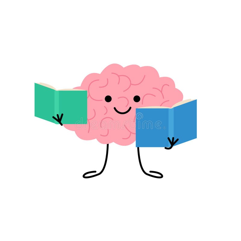 Brain with Book, Cute Child Character for Knowledge, Education. Happy ...