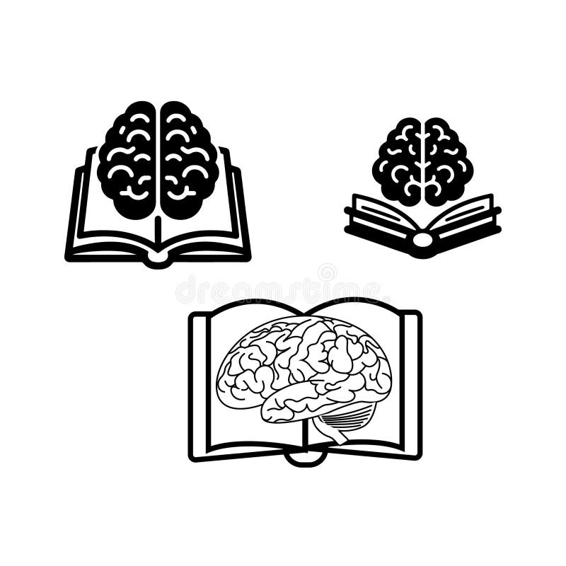 Brain and book icon stock illustration. Illustration of conceptual ...