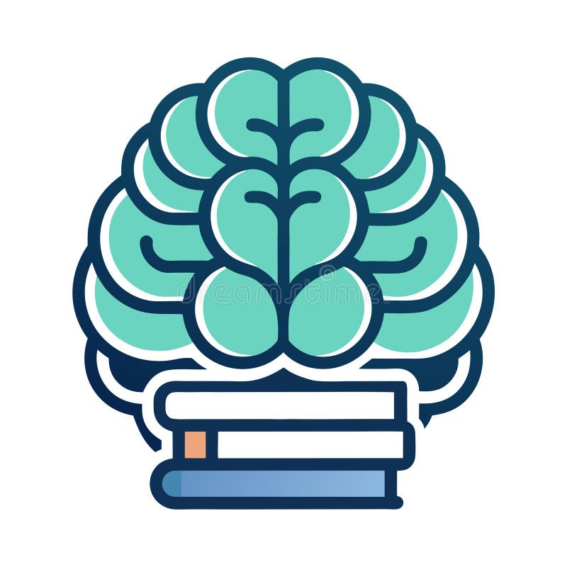 Brain with Books Icon Representing Learning, Knowledge, Education, and ...