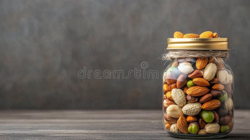 Brain-Boosting Mixed Nuts and Seeds in Glass Jar Stock Illustration ...