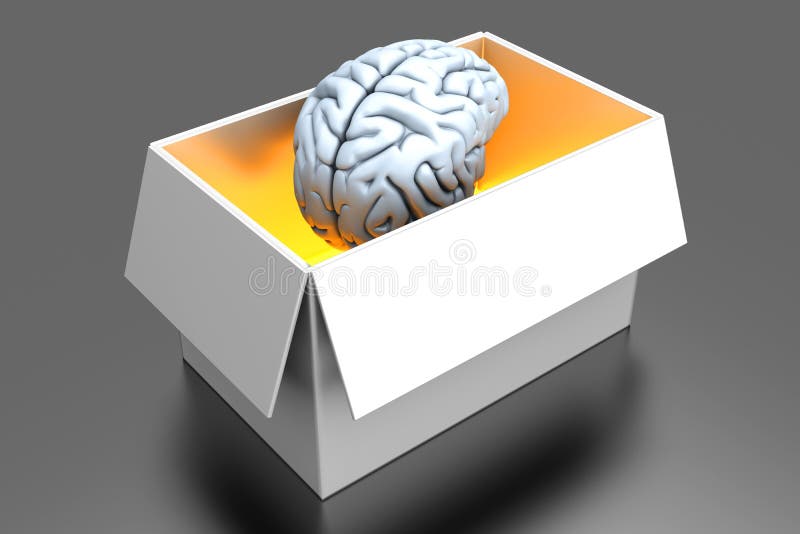 Human brain at a gift box stock illustration. Illustration of mind ...