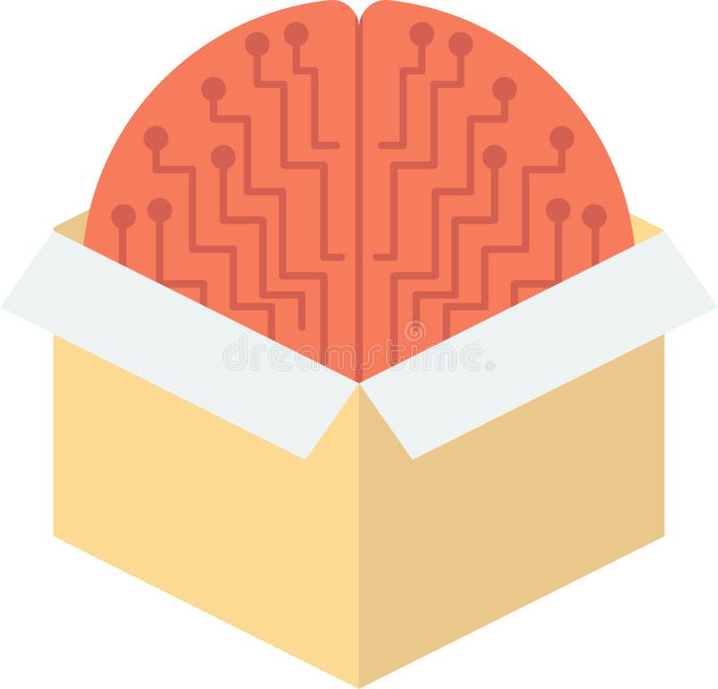 Brain in the Box Illustration in Minimal Style Stock Vector ...