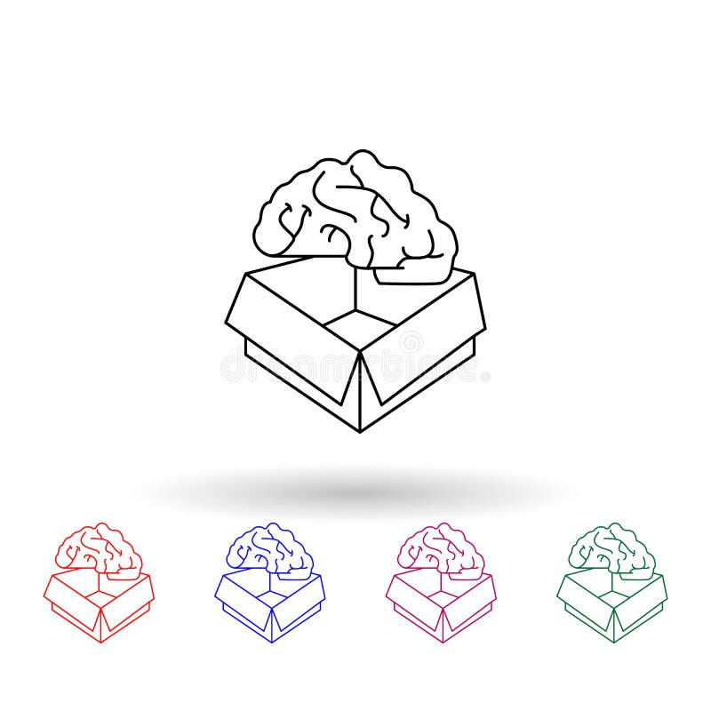 The Brain in the Box Multi Color Icon. Simple Thin Line, Outline Vector ...