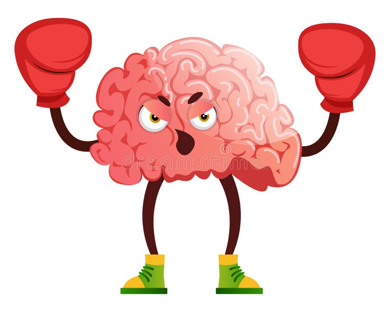 Boxing Brain Character Cartoon Mascot Stock Vector - Illustration of ...