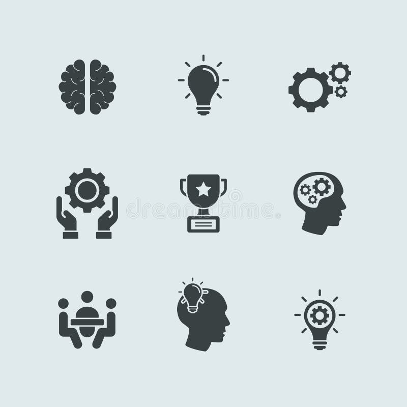 Brain, Brainstorming, Idea, Creativity Filled Icon Set Vector Stock ...