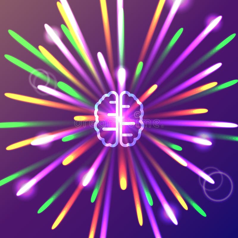 Brain with bright firework stock vector. Illustration of knowledge ...