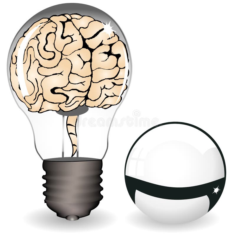 Brain in a bulb stock vector. Illustration of contemplation - 28092118
