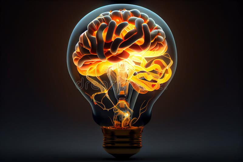 Brain Bulb, Creative Idea with Brain and Light Bulb, Machine Learning ...