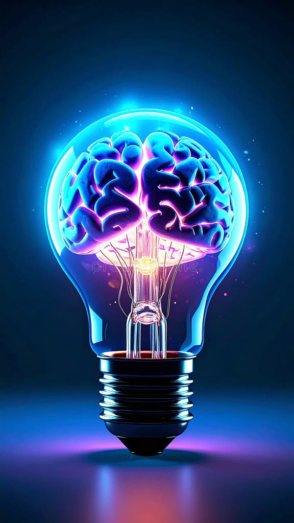 Brain Bulb: Glowing Insight into Thought, a Spark of Innovation. Stock ...