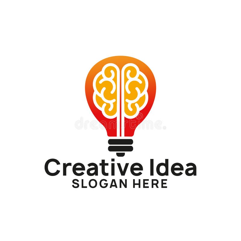 Brain Bulb Icon Symbol Design. Creative Idea Logo Design Template Stock ...