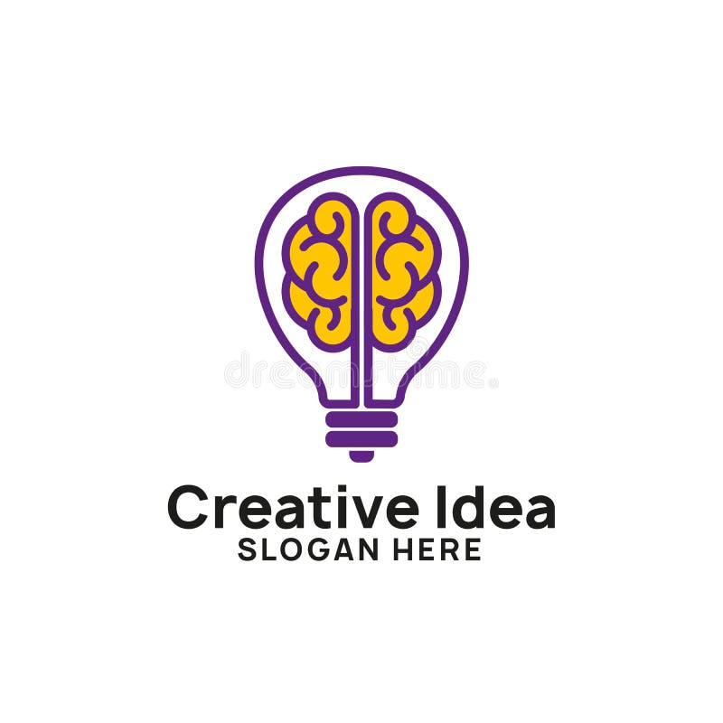 Brain Bulb Icon Symbol Design. Creative Idea Logo Design Template Stock ...