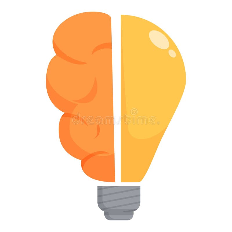 Brain Bulb Idea Icon Cartoon Vector. Creative Thinking Stock Vector ...