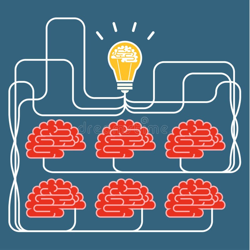 Brain and Bulb Light. Concept of Idea Stock Illustration - Illustration ...