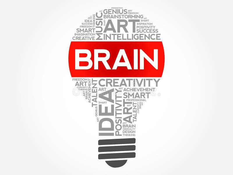 Brain bulb word cloud stock illustration. Illustration of language ...