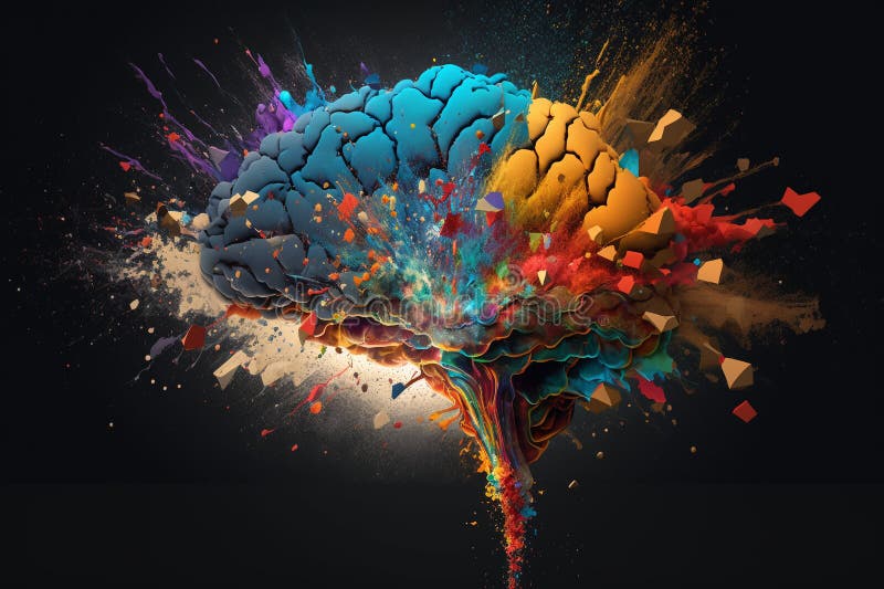 Brain Bursting Out in Colorful Particles of Creativity Stock ...