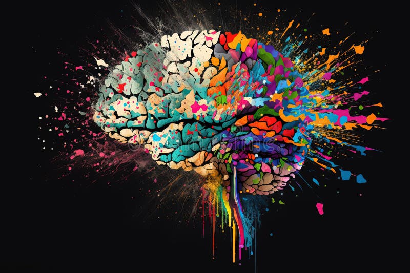 A Brain Bursting Out in Colorful Particles of Creativity. Generative AI ...