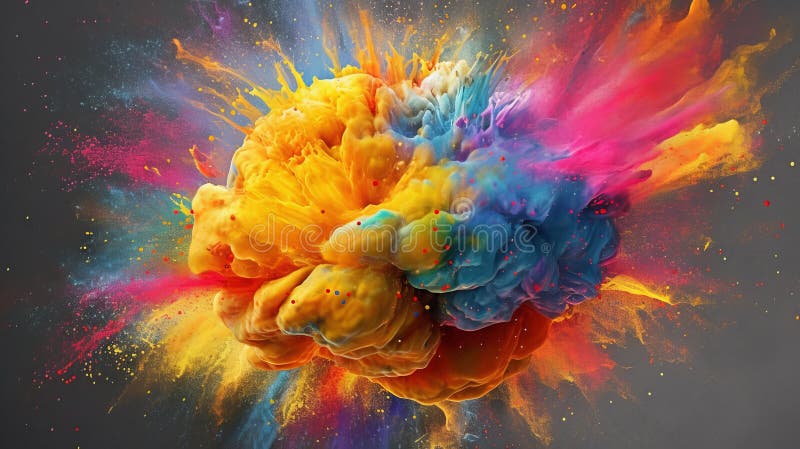 Brain Bursting Out in Colorful Particles of Creativity. Generative AI ...