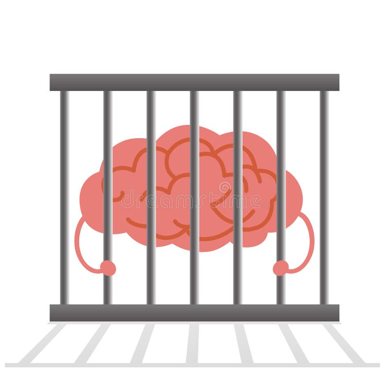 Brain inside a cage stock illustration. Illustration of human - 24076785