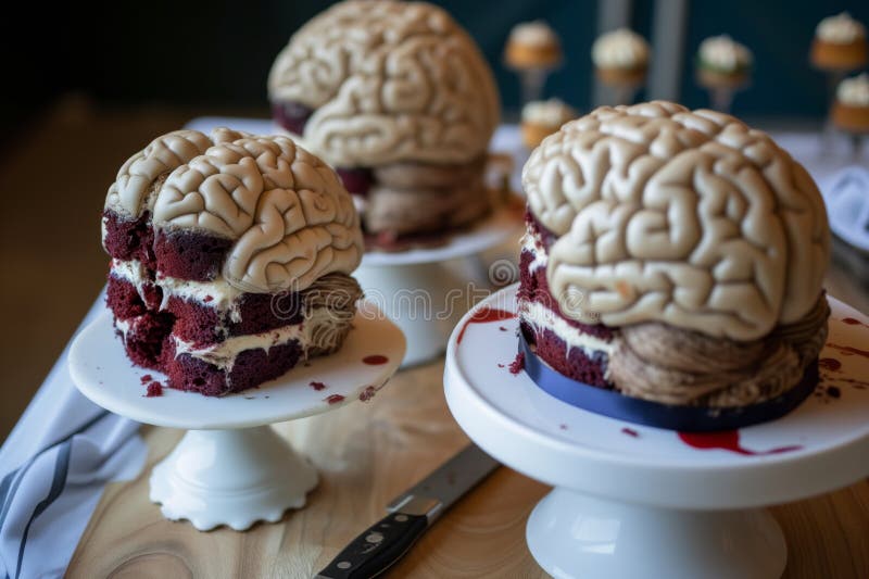 Brain Cake with a Knife beside it on a Dessert Table Stock Photo ...