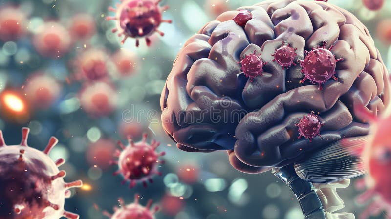 Brain Cancer Cell, Close-up of Brain Tissue Infected. Stock ...