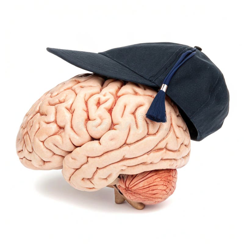 Brain with a Cap Isolated on White Background Stock Illustration ...