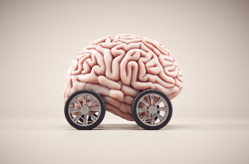 Brain with Car Wheel. Brainstorming Concept Stock Photo - Image of ...