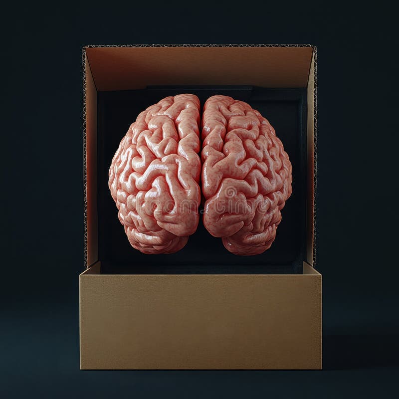 Brain in Cardboard Box Container, Mystery Intelligence Symbol ...