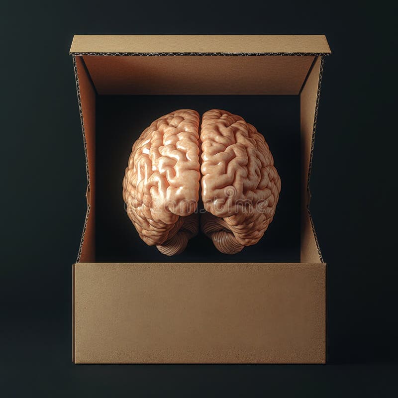 Brain in Cardboard Box Container, Mystery Intelligence Symbol ...