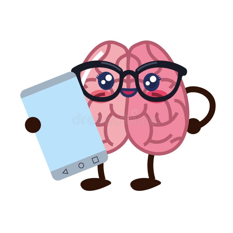 Brain cartoon cellphone stock vector. Illustration of invention - 142010565