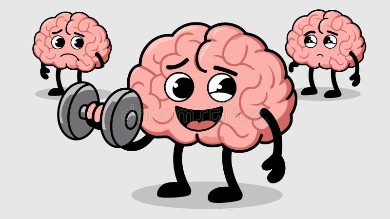 Brain Cartoon Character with Different Emotions. Vector Illustration ...