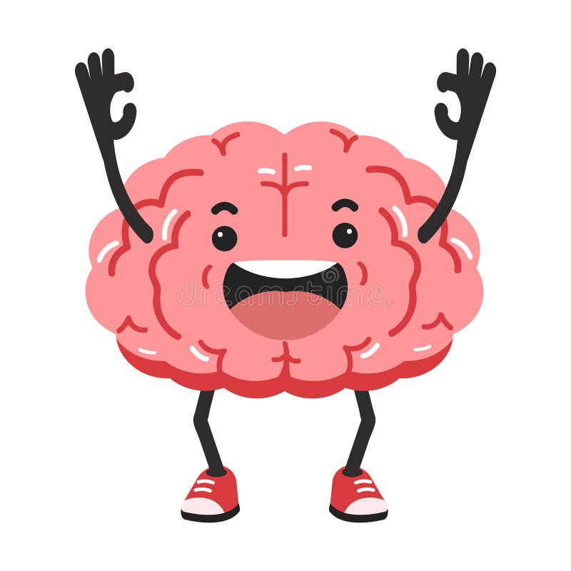 Brain Cartoon Character Happy Vector Stock Vector - Illustration of ...