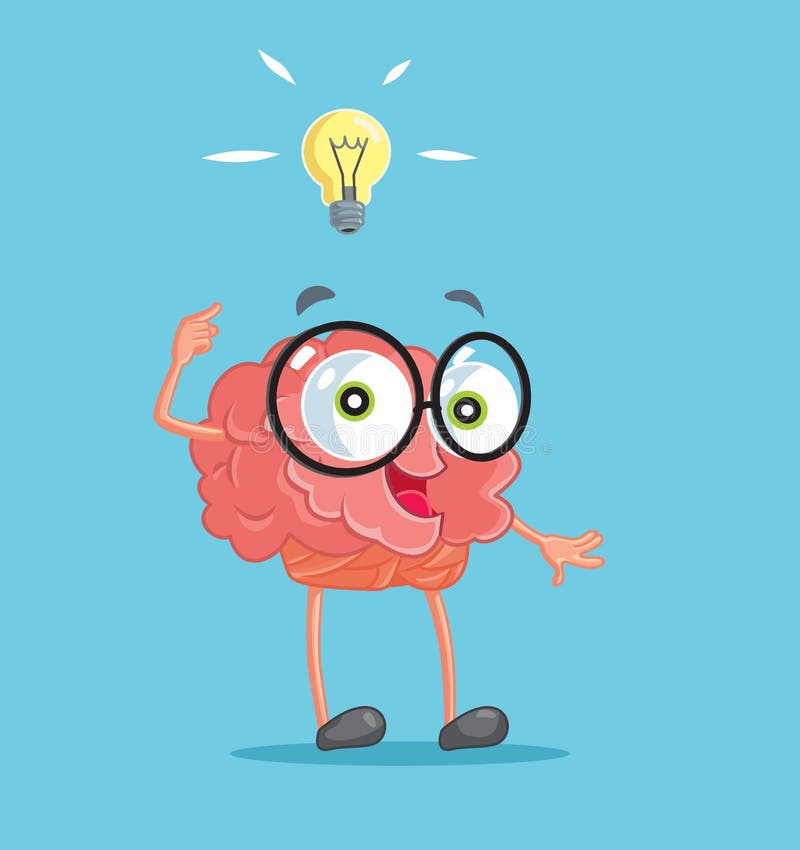 Brain Cartoon Character Having an Idea Stock Vector - Illustration of ...