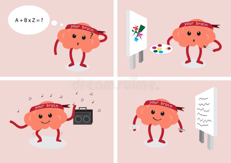 Brain cartoon characters1 stock vector. Illustration of training - 51920114