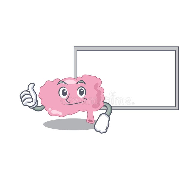 Brain Cartoon Design with Thumbs Up Finger Bring a White Board Stock ...