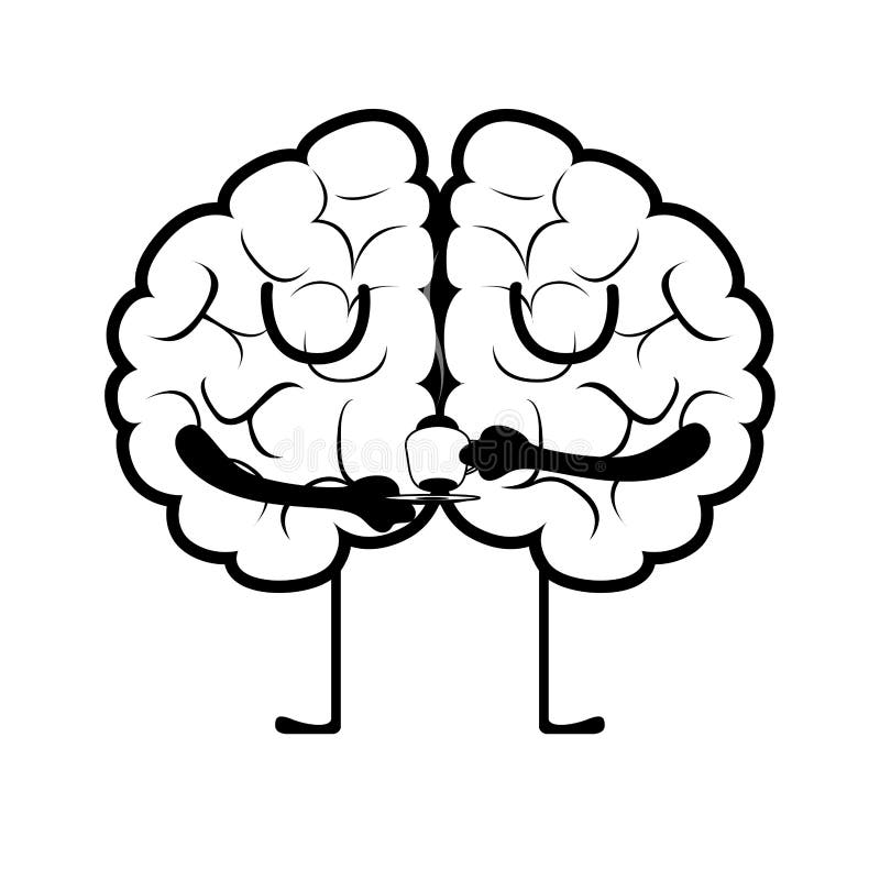 Brain Cartoon Drinking a Coffee Stock Vector - Illustration of mind ...