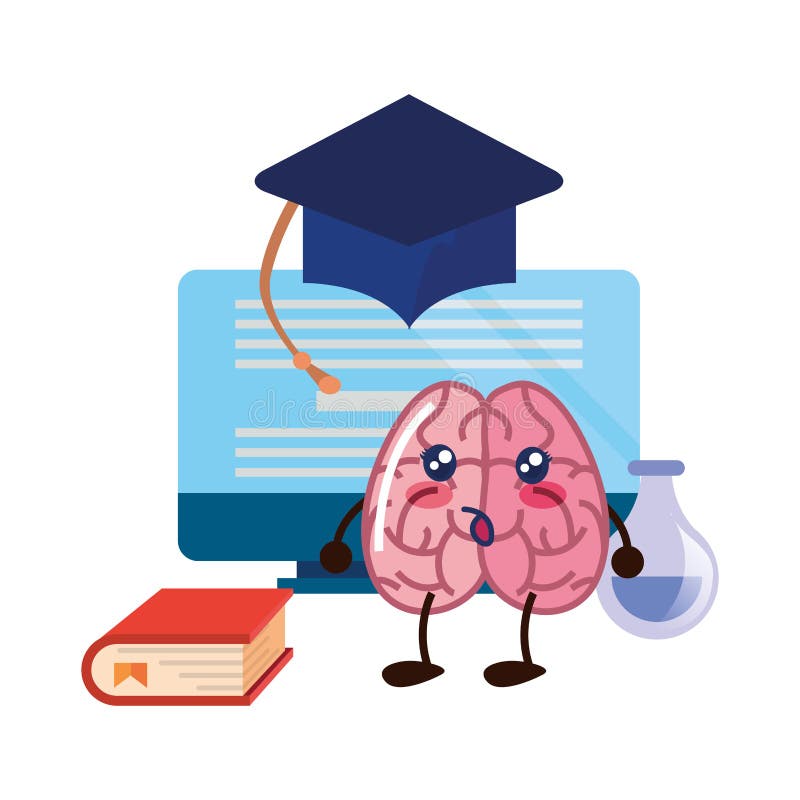 Brain cartoon education stock vector. Illustration of sign - 142011193