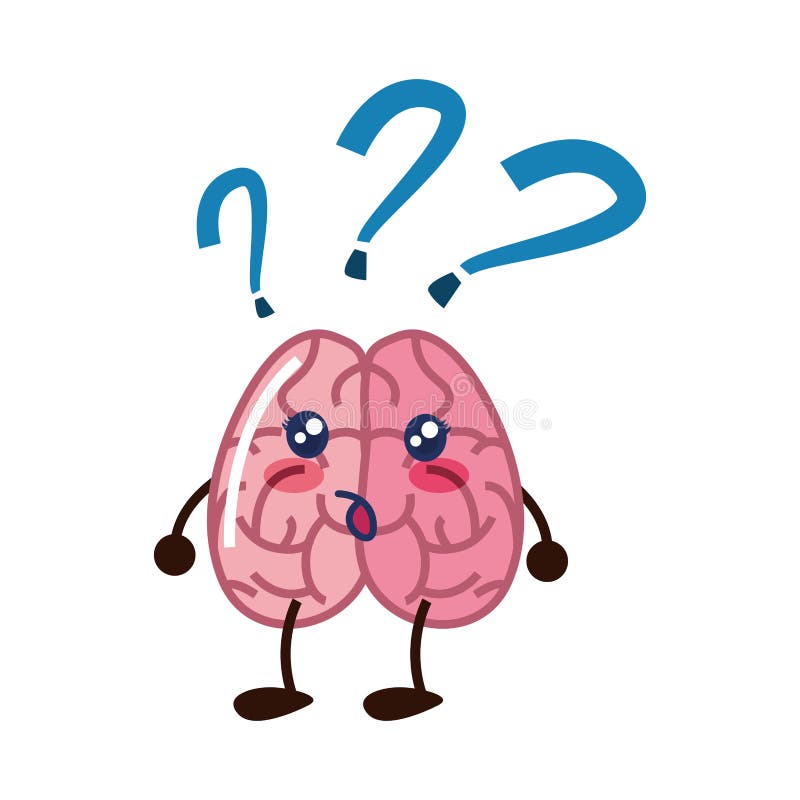 Cute Brain With Question Mark Character Stock Vector - Illustration of ...