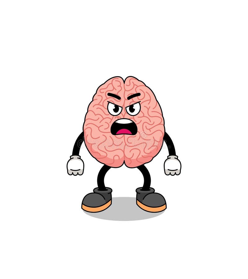 Brain Cartoon Illustration with Angry Expression Stock Vector ...