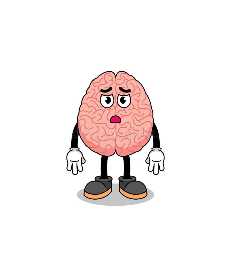 Brain Cartoon Illustration with Sad Face Stock Vector - Illustration of ...