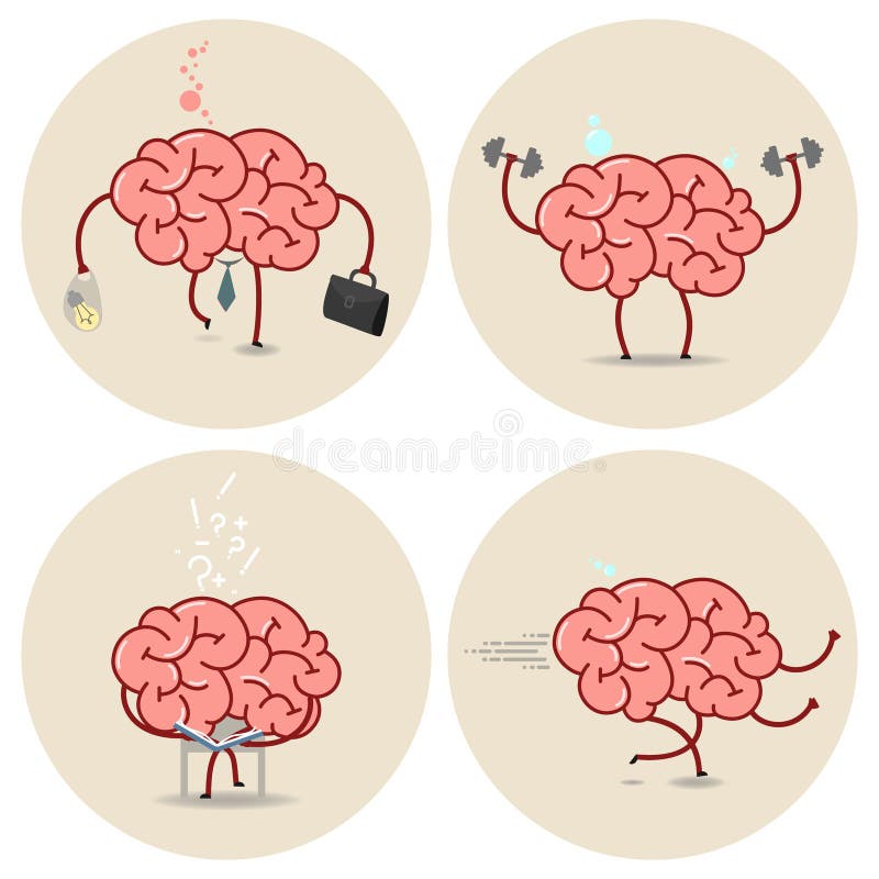 Brain Cartoon, Various Kinds of Bad Habits. Anger, Addict, Poisoning ...