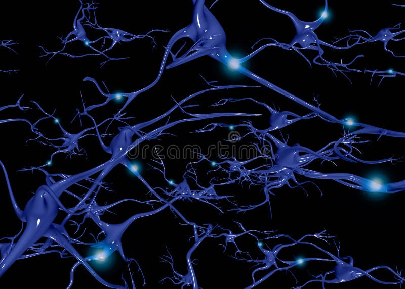 Brain Cells With Electrical Firing Stock Illustration - Illustration of ...