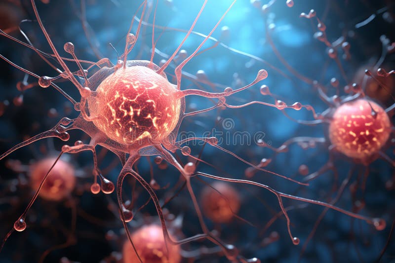 Brain Cells Microscopic View Background Stock Illustration ...
