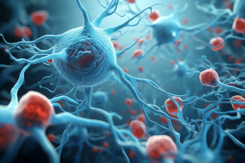 Brain Cells Microscopic View Background Stock Illustration ...