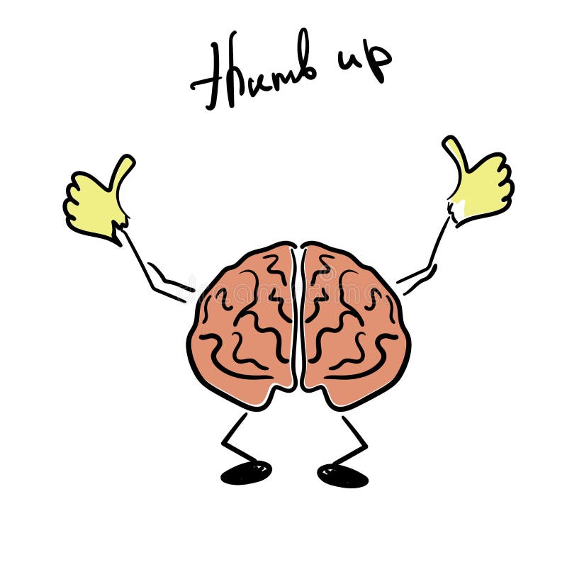Brain Character Giving a Thumb Up Stock Vector - Illustration of ...