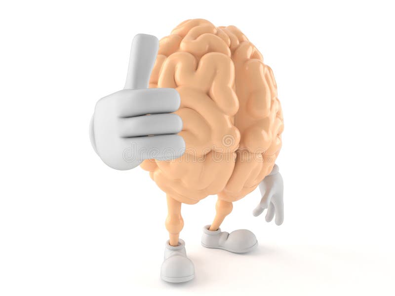 Brain thumb up. stock vector. Illustration of cartoon - 102898707