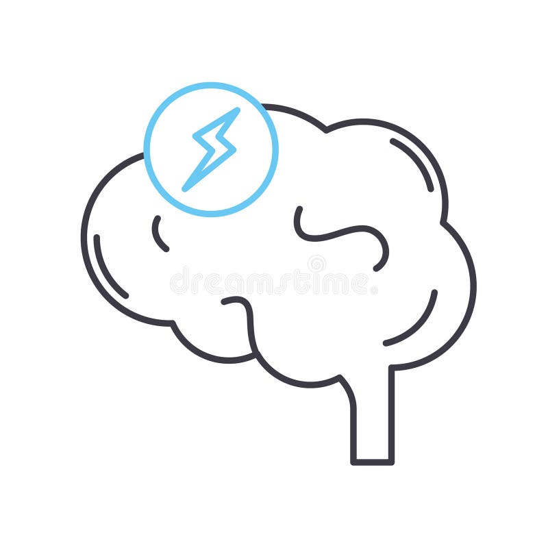 Brain Charging Line Icon, Outline Symbol, Vector Illustration, Concept ...